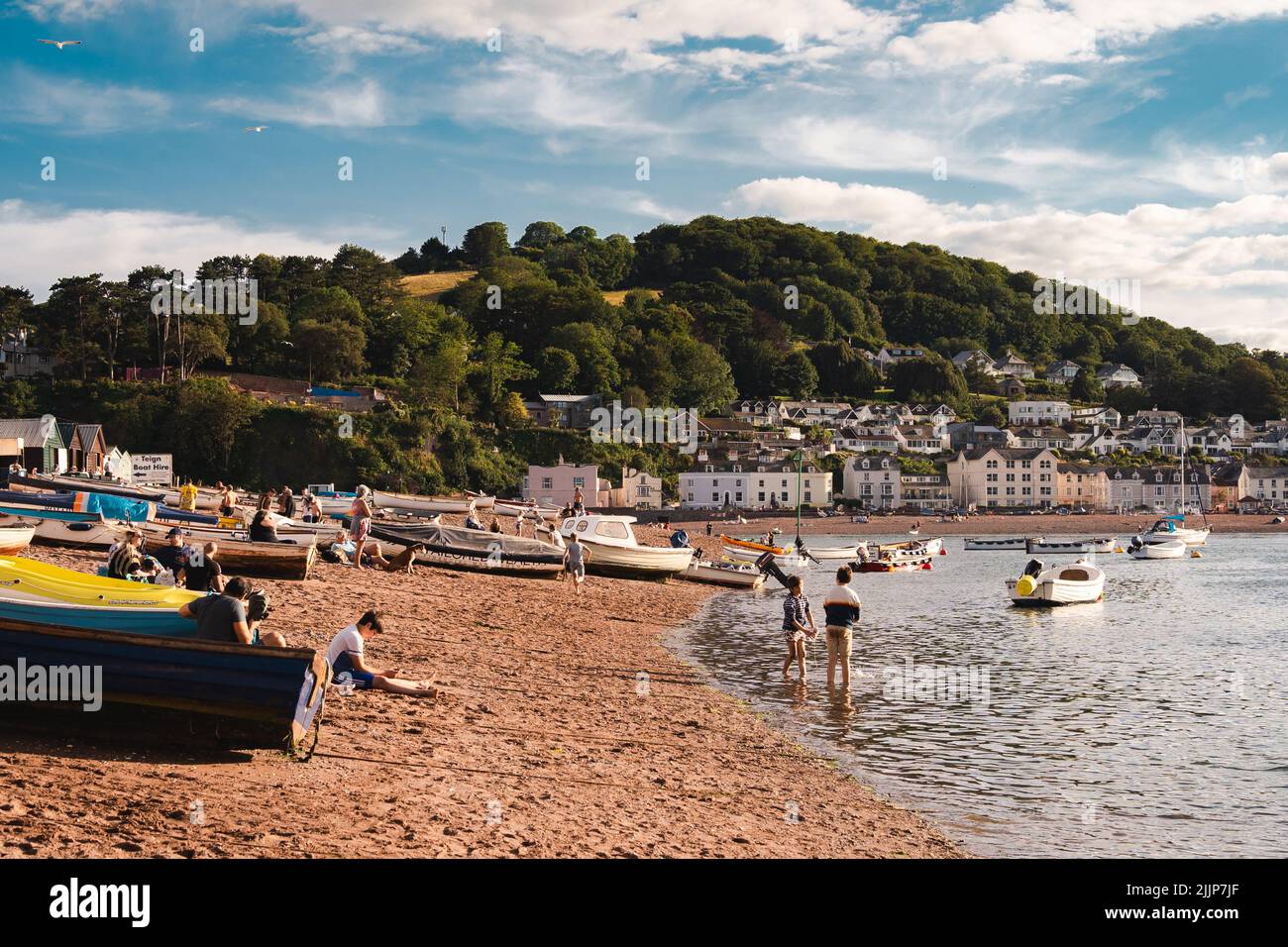 a photo of Teignmouth Back Beach sandy beach, people, boats, summer ...