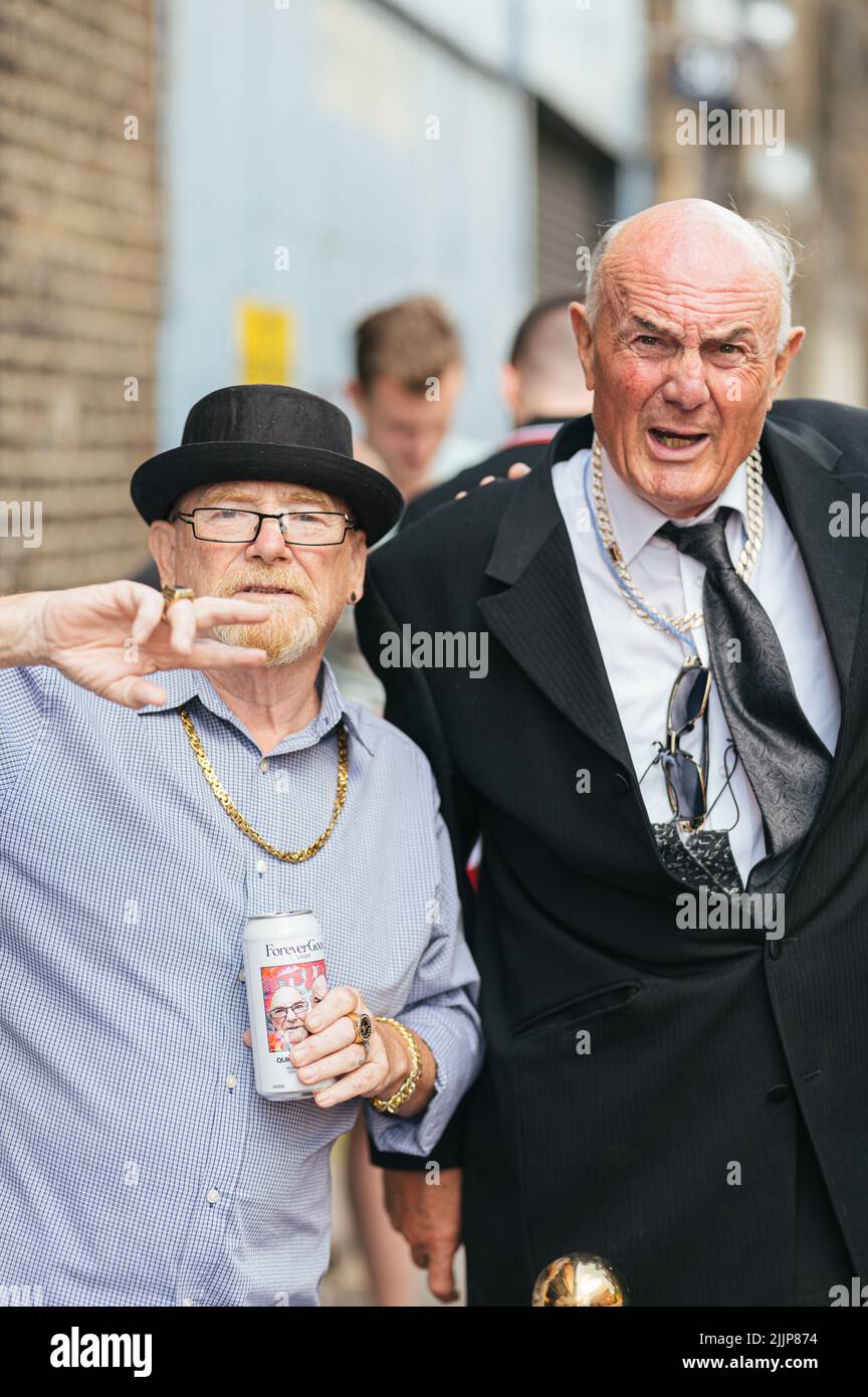 A vertical shot of Pete & Bas hip hop duo on the streets of London ... A vertical shot of Pete & Bas hip hop duo on the streets of London ...