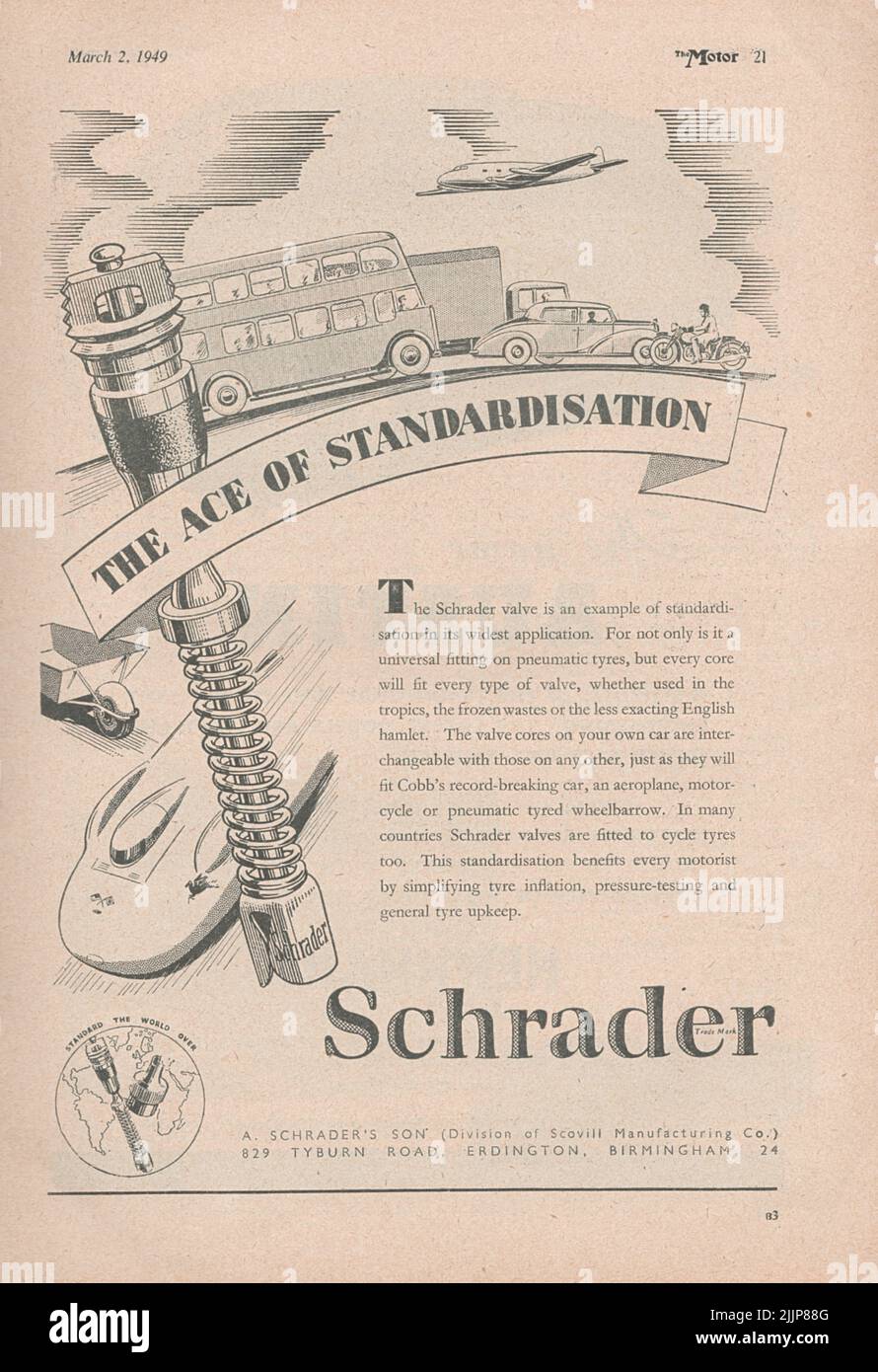 Schrader valve old advert hi-res stock photography and images - Alamy