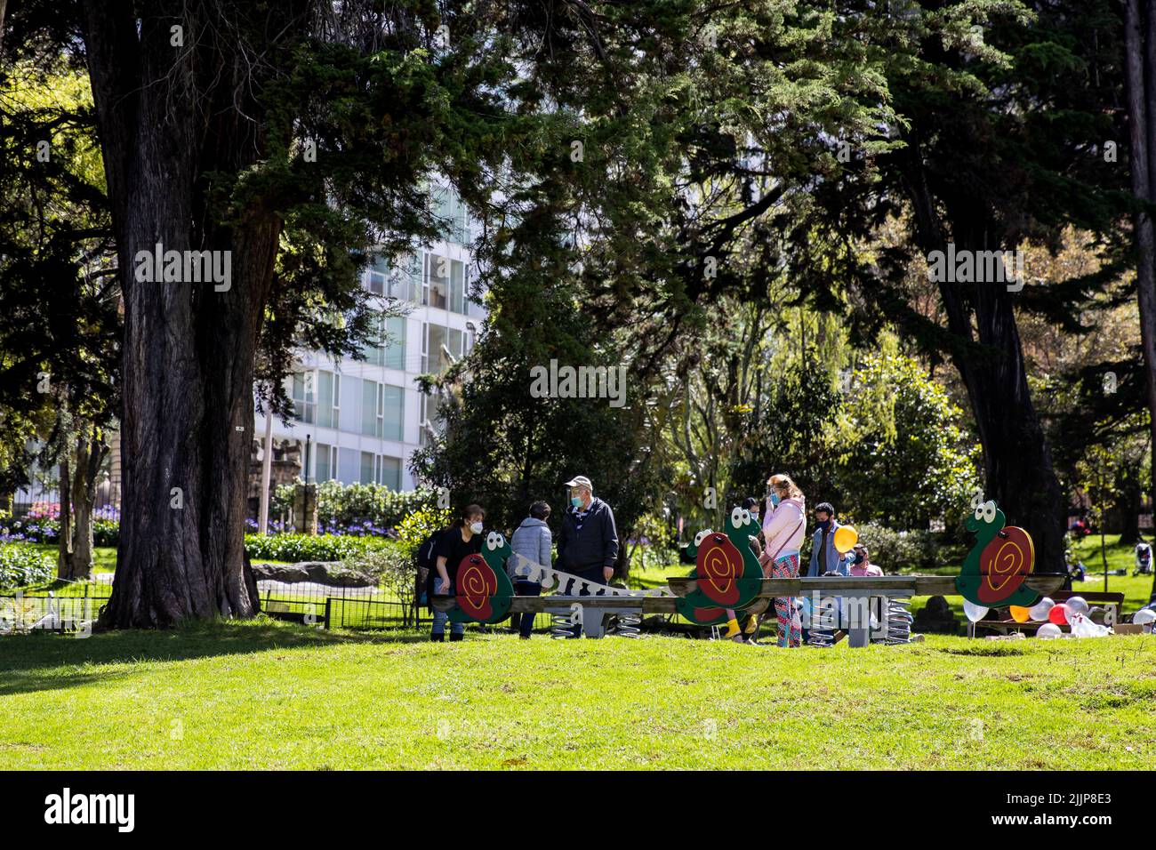 BOGOTA, COLOMBIA - NOVEMBER, 2020: People enjoying a sunny day at the ...