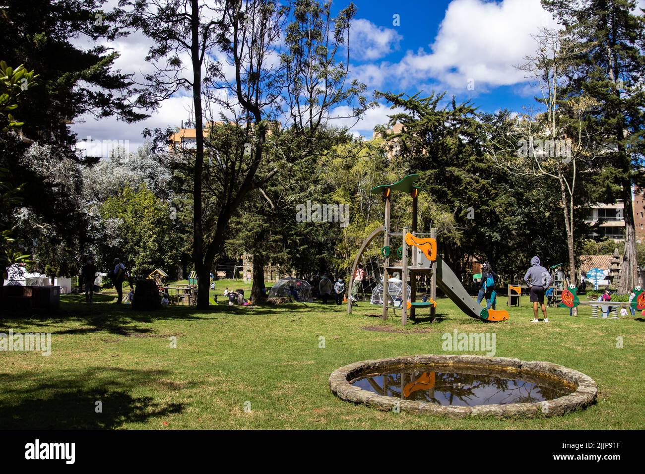 BOGOTA, COLOMBIA - NOVEMBER, 2020: People enjoying a sunny day at the ...