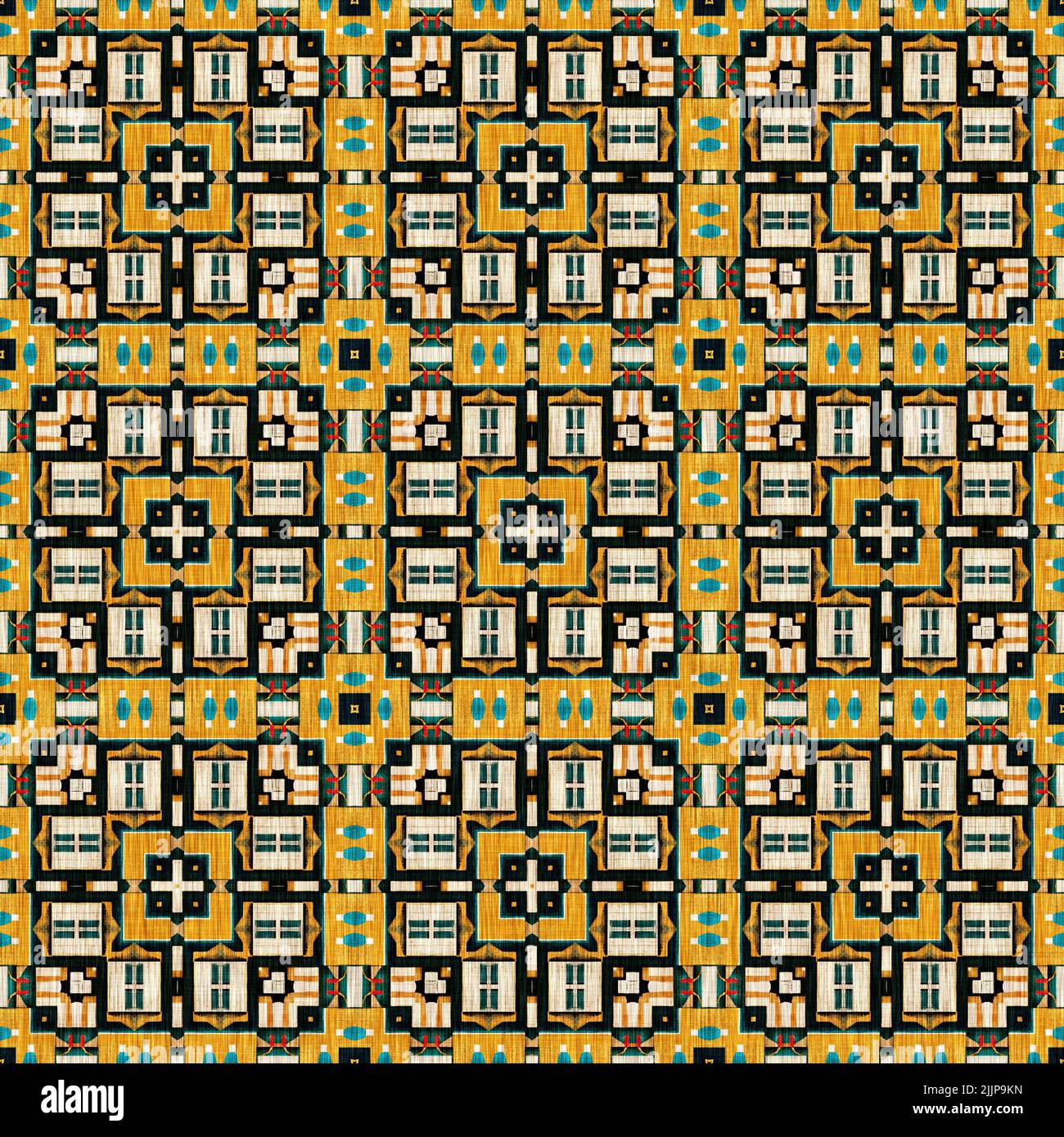 Traditional tile mosaic seamless pattern print. Fabric effect mexican ...
