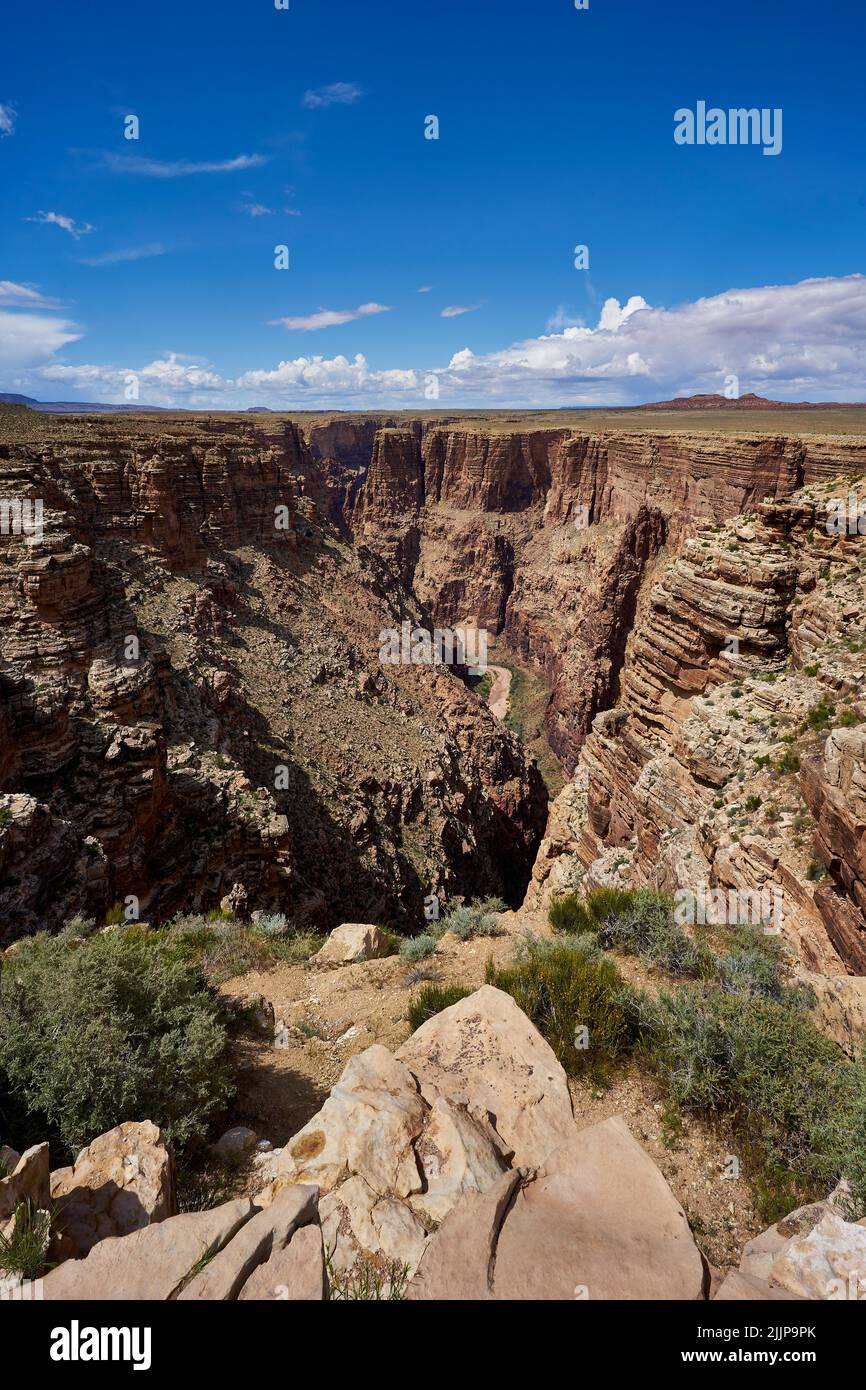 A vertical view of the Little Colorado River Gorge, United States Stock ...