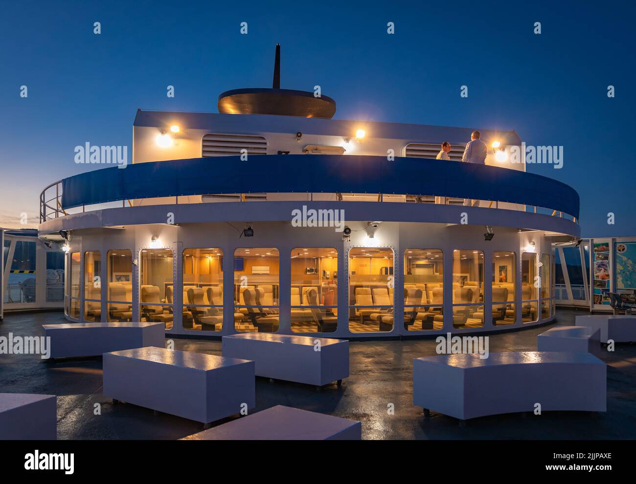 Interior and exterior of the ferry. Ferry inside and outside. Comfort ...