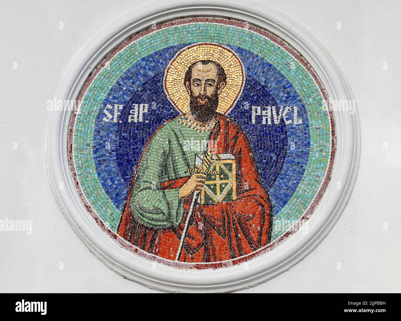 A mosaic fresco representing the holy prophet Paul at the Tiganesti ...