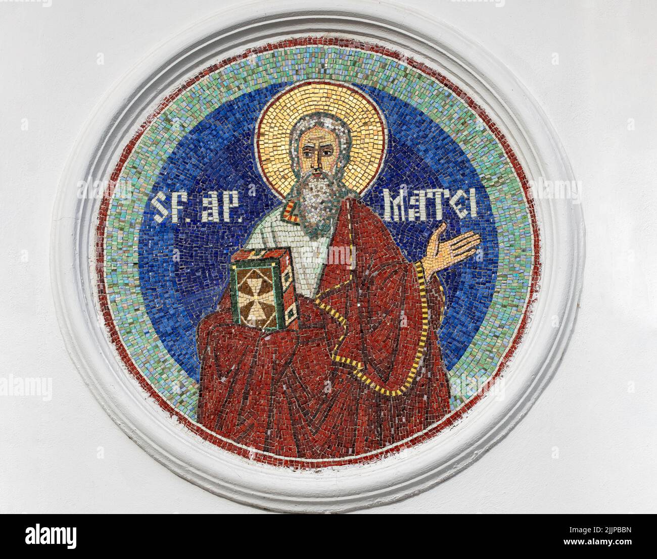 A mosaic fresco representing the holy prophet Matthew at the Tiganesti ...