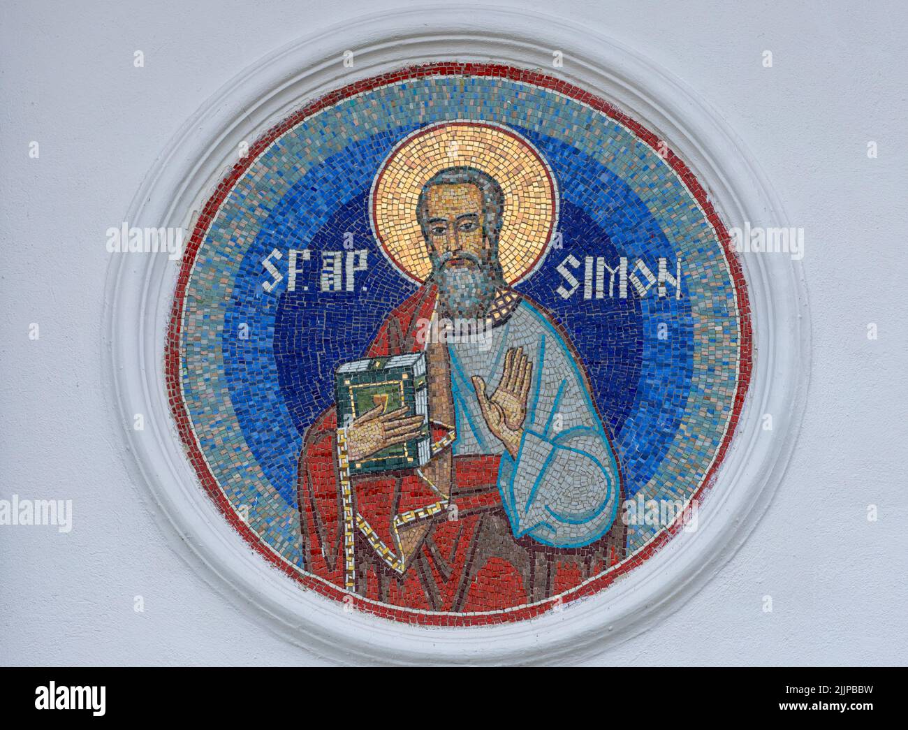 A mosaic fresco representing the holy prophet Simon at the Tiganesti ...