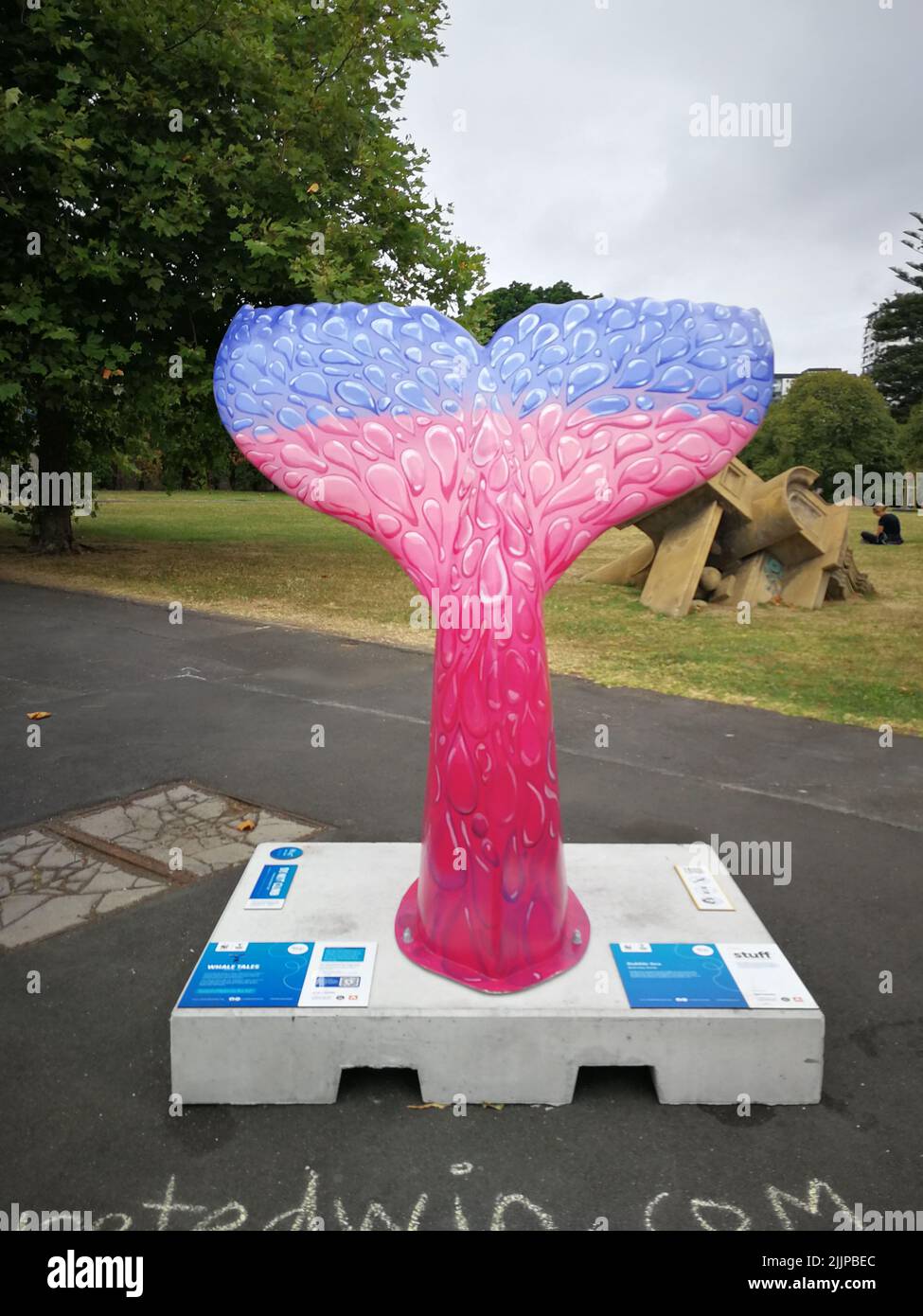 A man-made whale tale art sculpture show in Auckland, New Zealand Stock ...