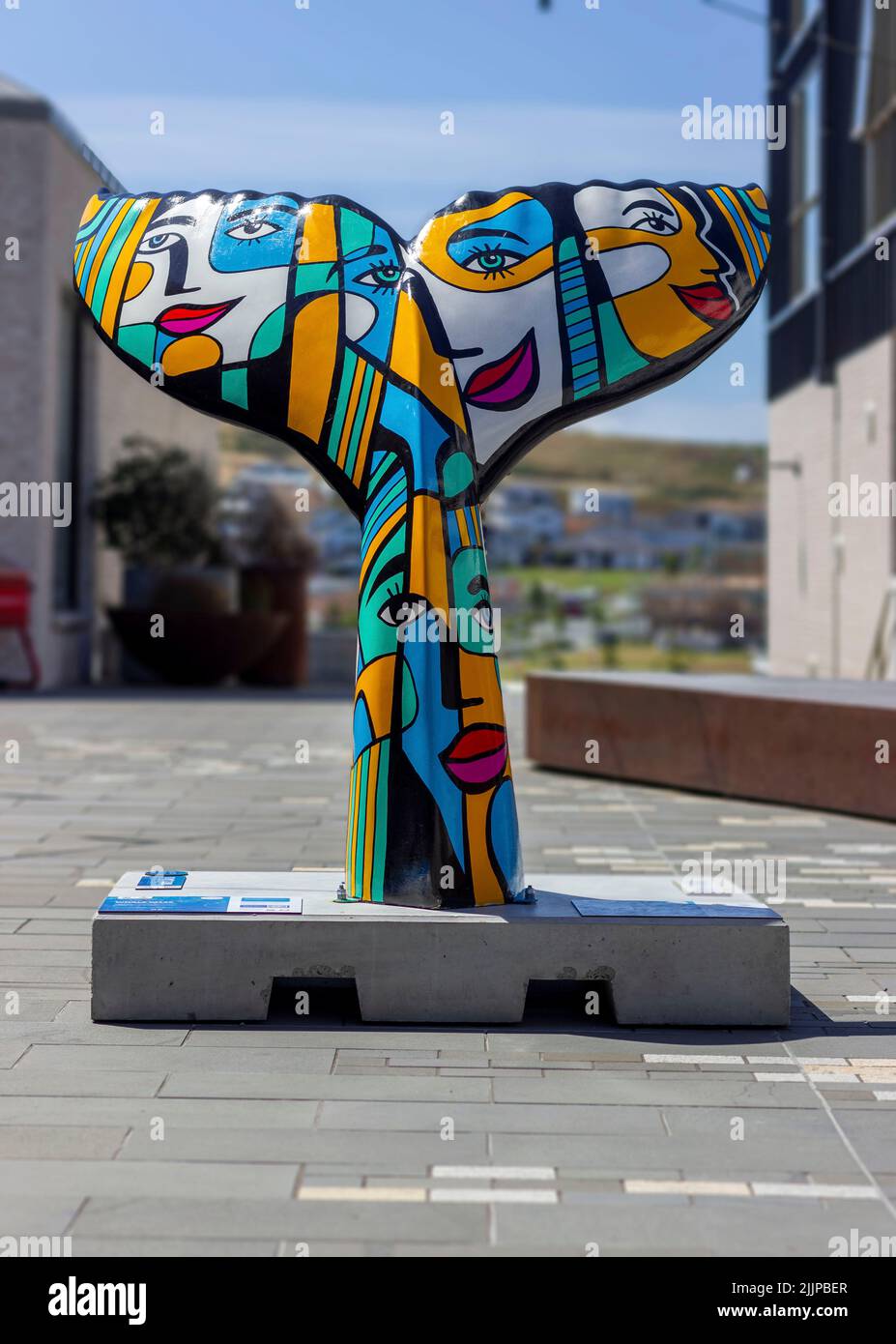 A man-made whale tale art sculpture show in Auckland, New Zealand Stock ...