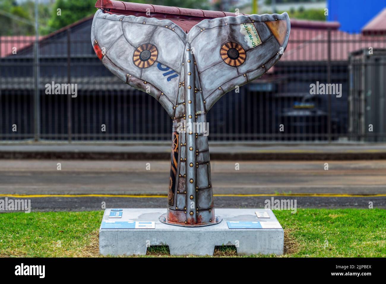 A man-made whale tale art sculpture show in Auckland, New Zealand Stock ...