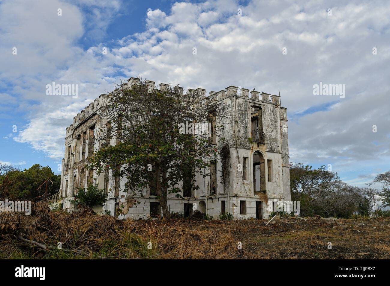 low angle moody dark shot of The fifth mountain is the church of the ...