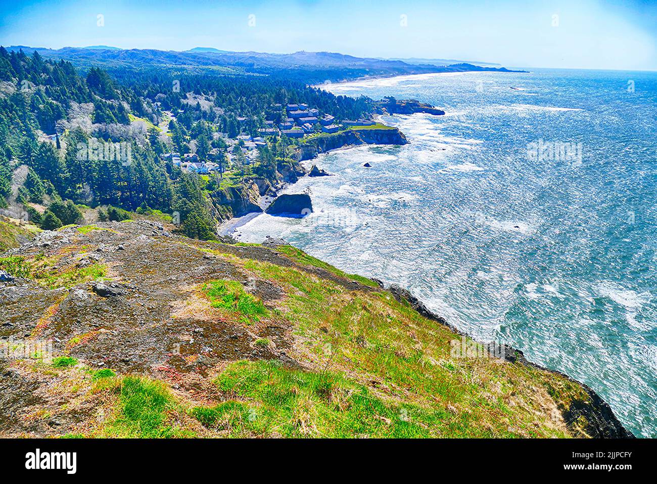 A beautiful landscape of the Oregon coast from a high cliff Stock Photo ...