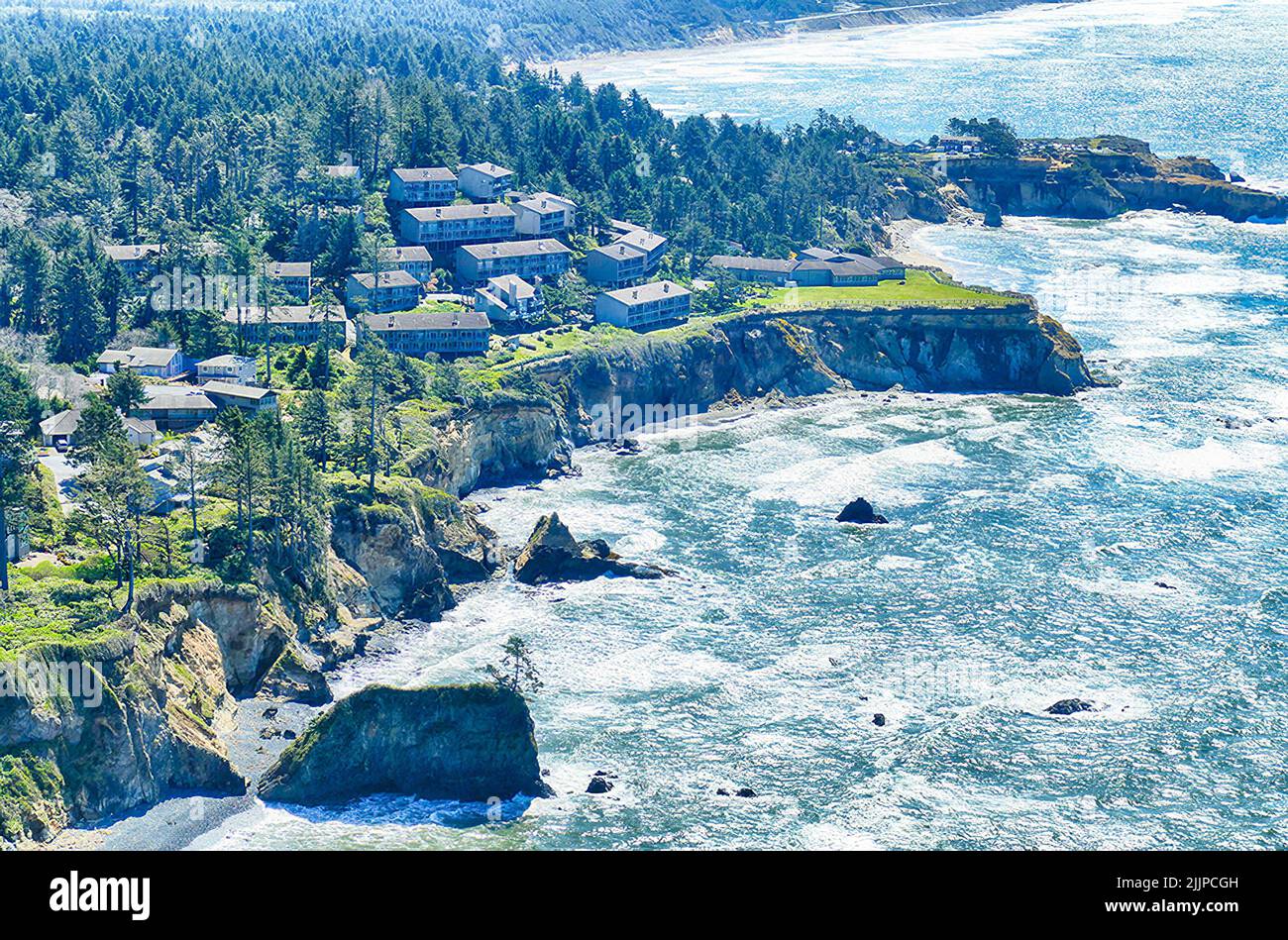 A beautiful landscape of the Oregon coast from a high cliff Stock Photo ...