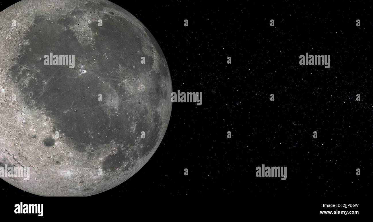 A 3d rendering of the full Moon isolated in a starry space Stock Photo ...
