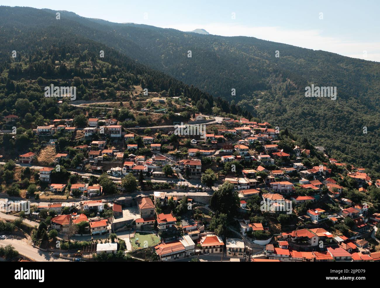 Drone view of Greek village Stock Photo - Alamy
