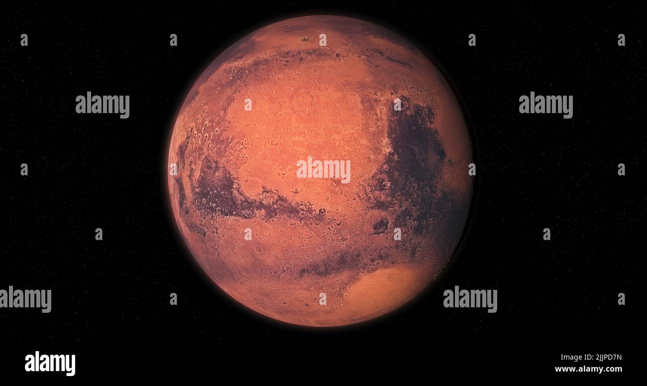 A beautiful view of the phase of planet Mars isolated on black ...