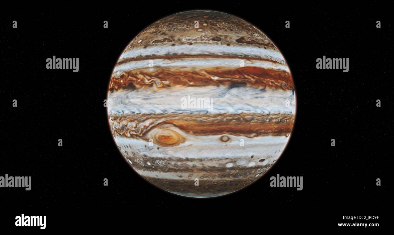 A breathtaking view of the planet Jupiter isolated on black background ...