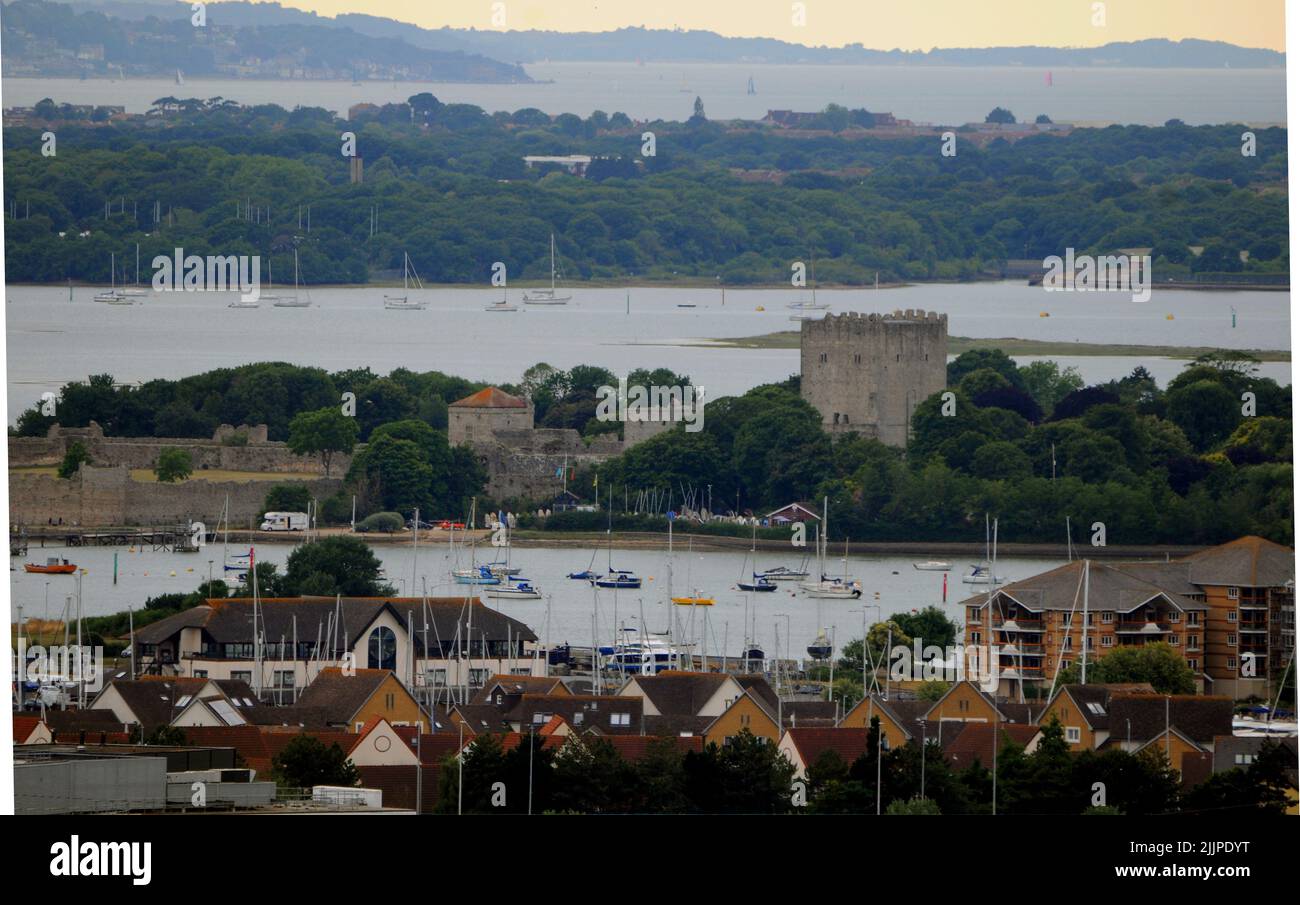 PORTCHESTER CASTLE AND PORT SOLENT LOOKING TOWARDS THE ISLE OF WIGHT ...