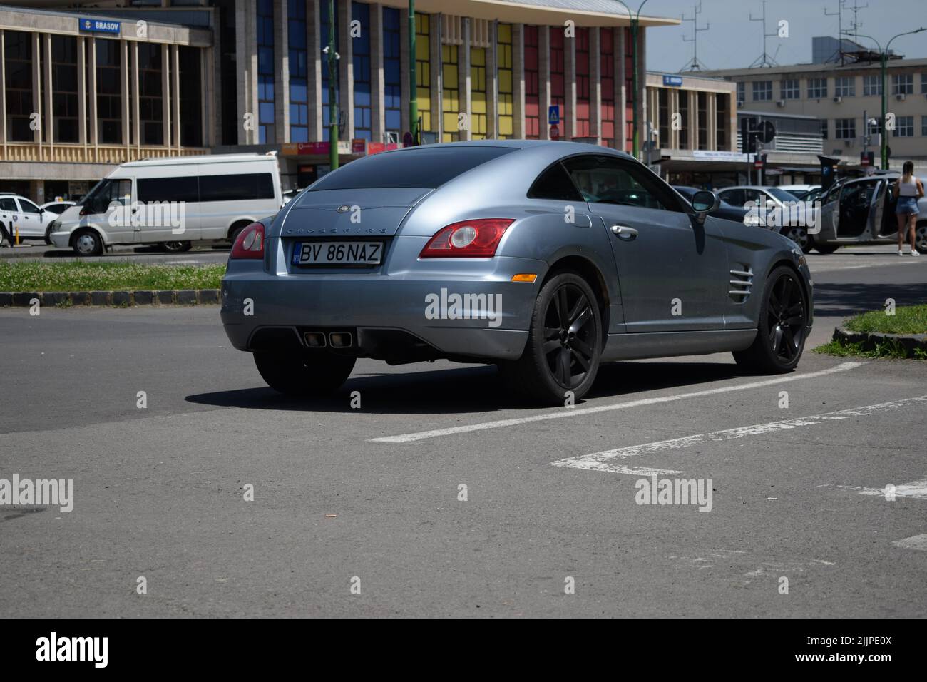 A light blue car on the street in Brasov Romania Stock Photo - Alamy