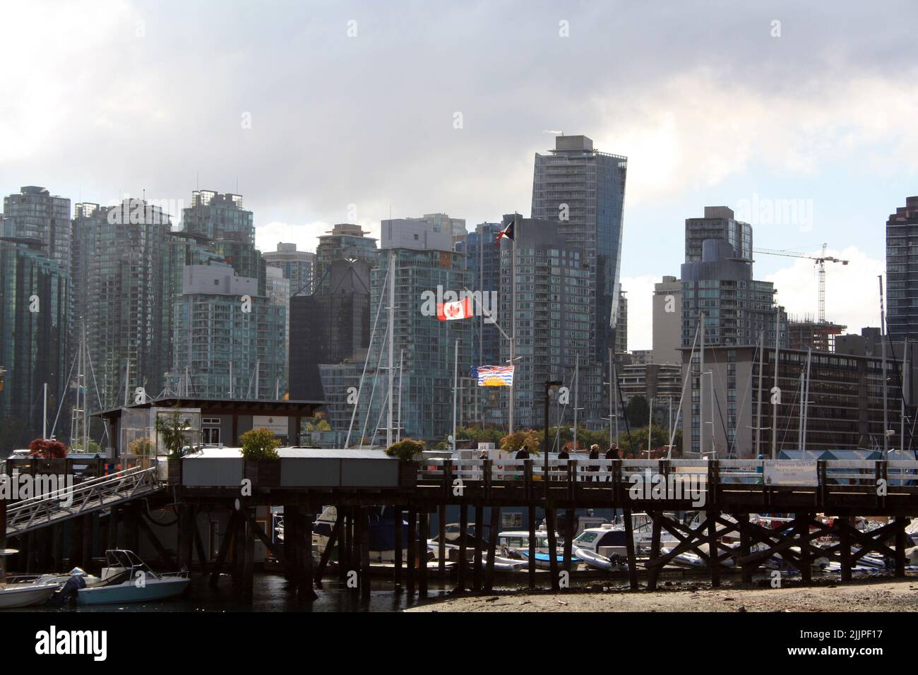 The Canadian and British Columbia flags on the pierce in downtown ...