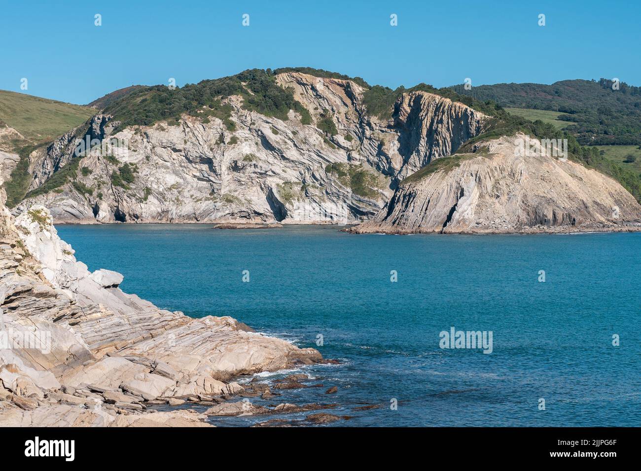 A mesmerizing view of the beach Barrika with hills in the background in ...