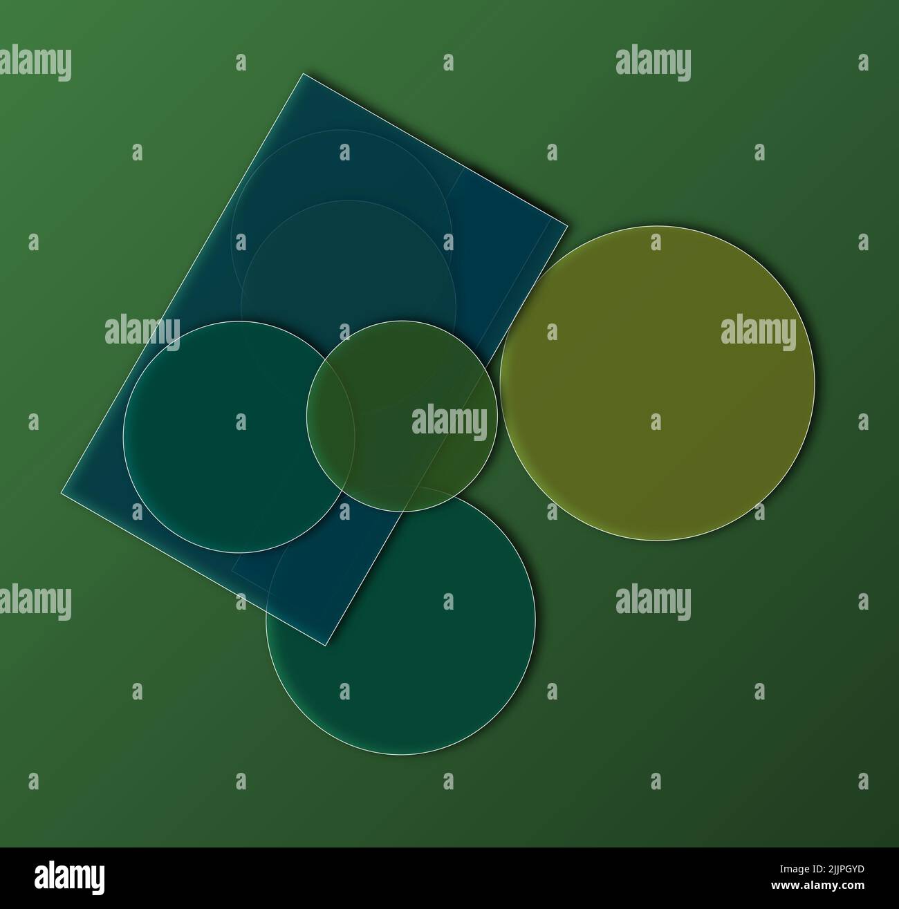 An illustration of abstract geometric shapes in green background Stock ...
