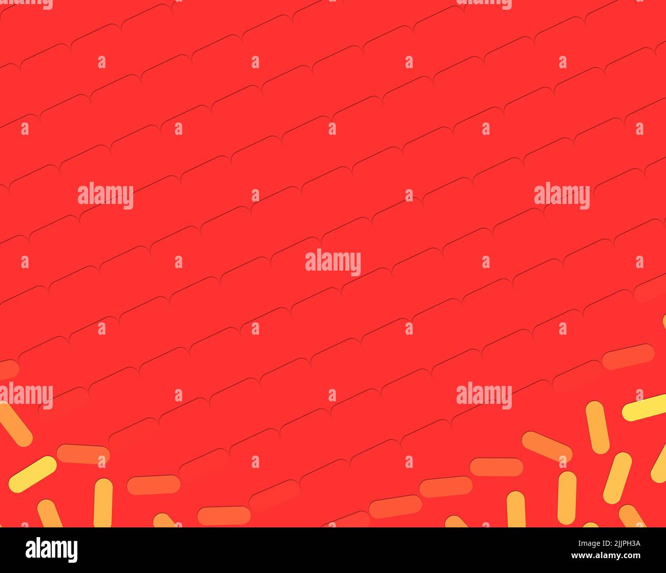 An illustration of small yellow geometrical shapes on the textured red ...