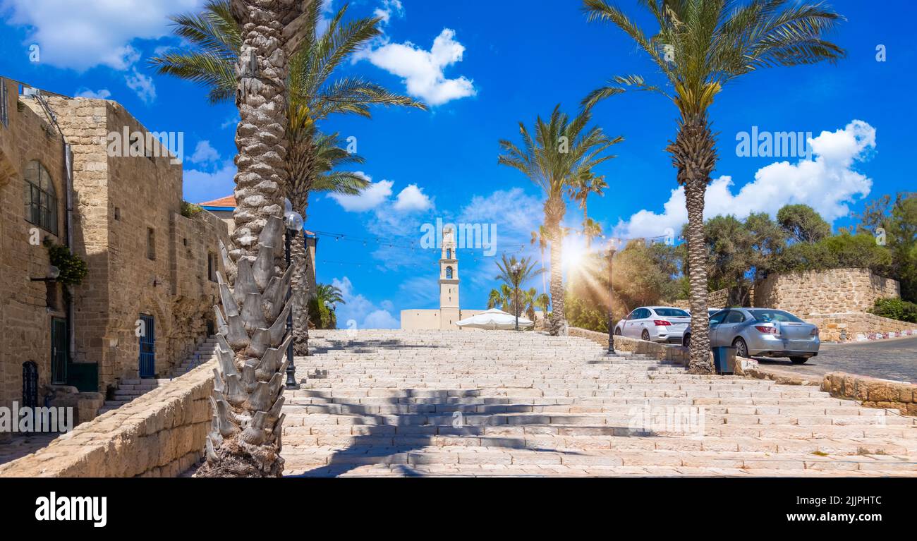Israel, Tel Aviv Namal Yafo historic Old Jaffa port with art galleries ...