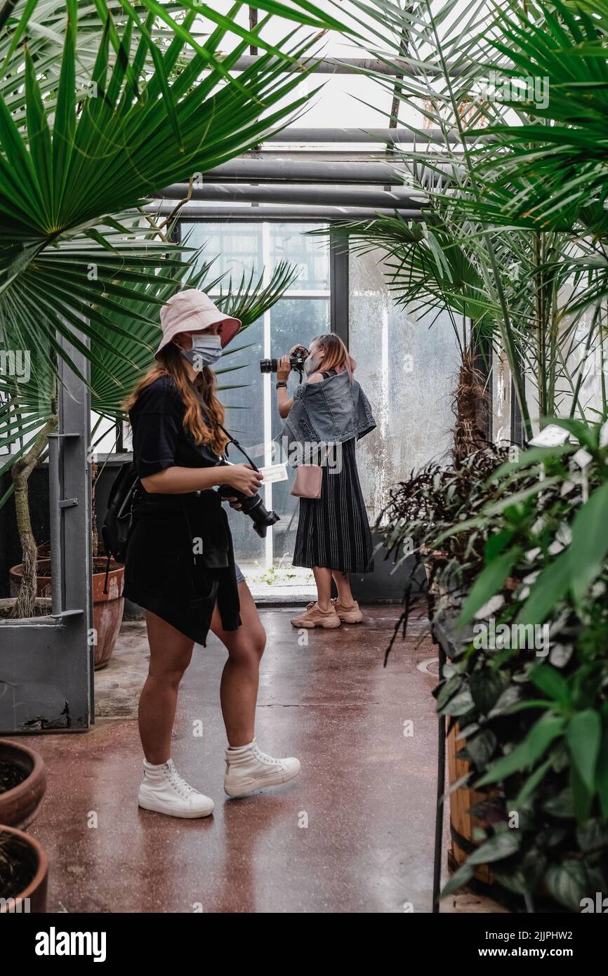 A vertical shot of the people in the Botanical Garden of Iasi, Romania ...