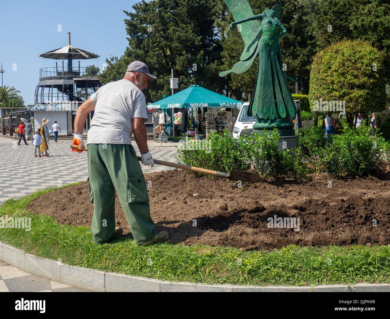 Batumi, Georgia. 05.30.2022 Landscaping of the park. Work in the garden ...