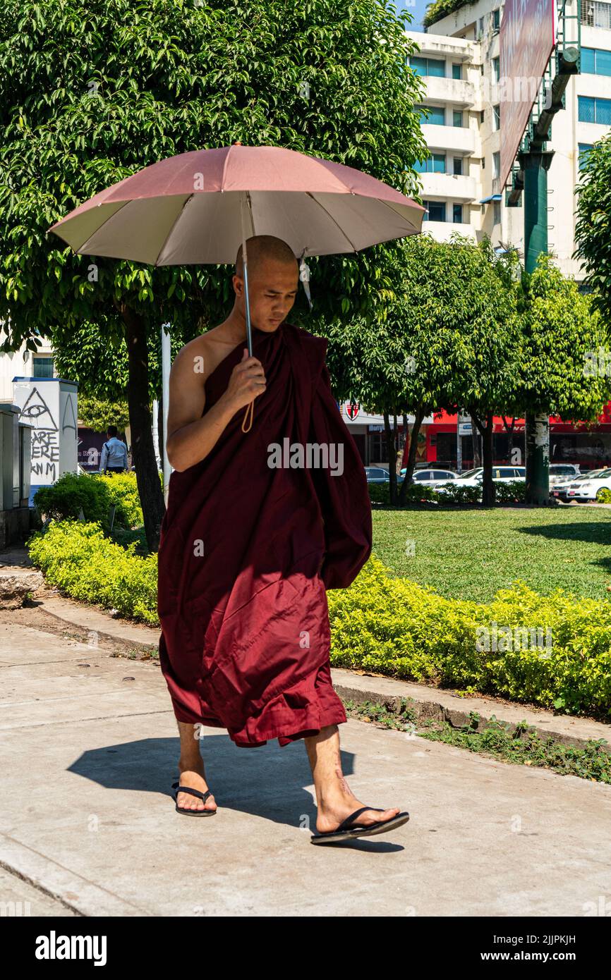 Myanmar monks walking temple hi-res stock photography and images - Alamy