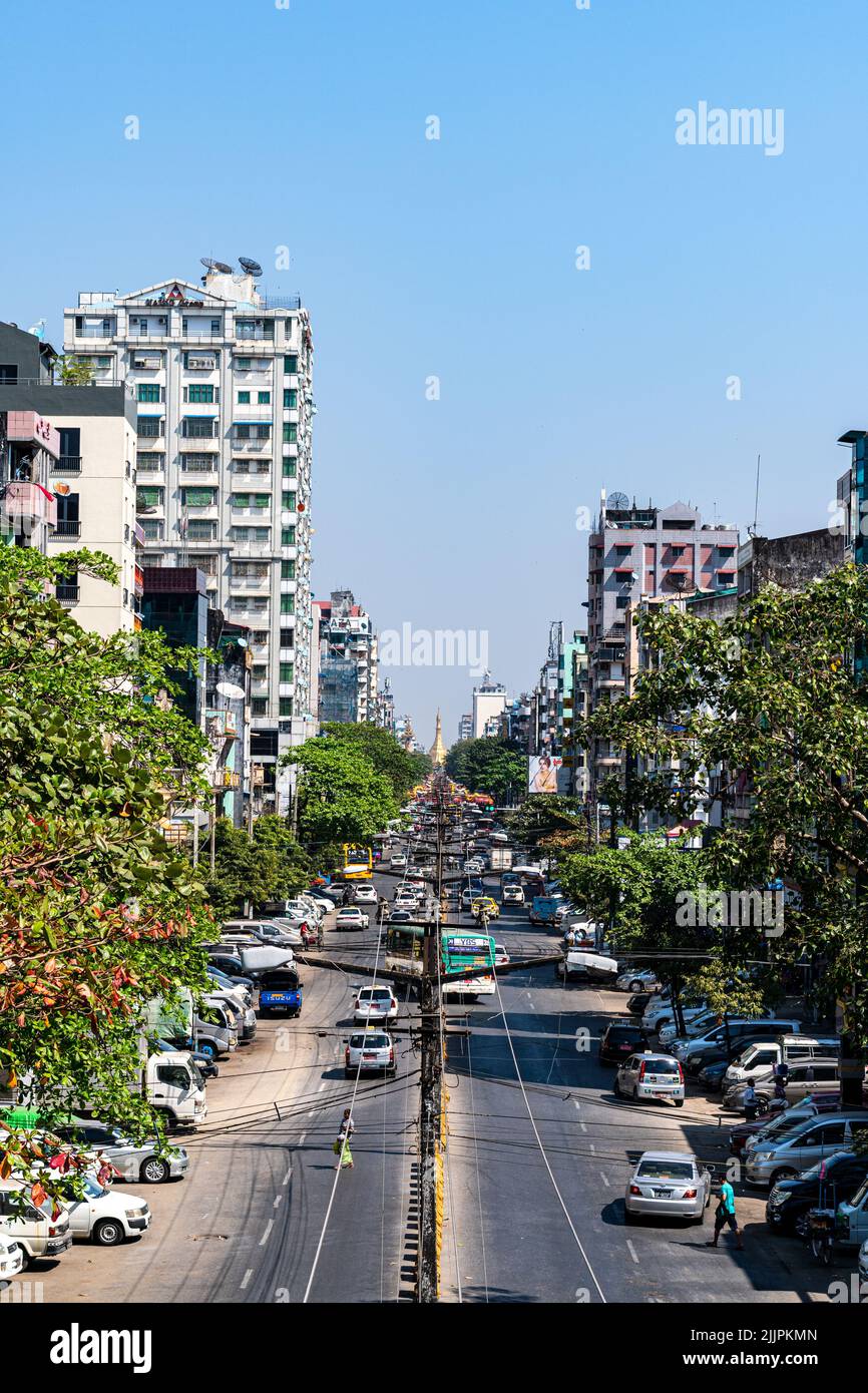 The Views of Yangon city center, in Myanmar at summer Stock Photo - Alamy
