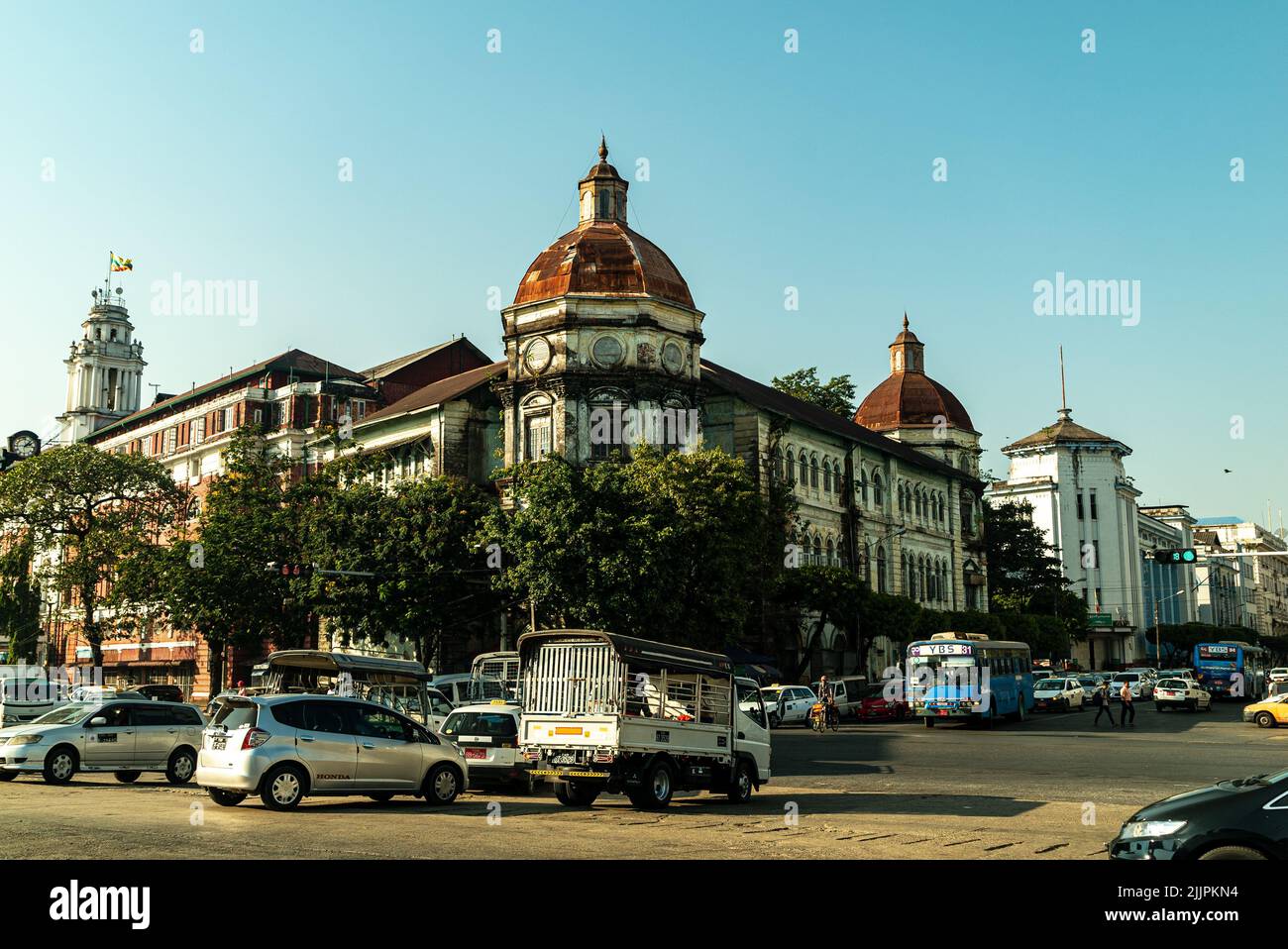 A beautiful view of an old British Tax office colonial building in ...