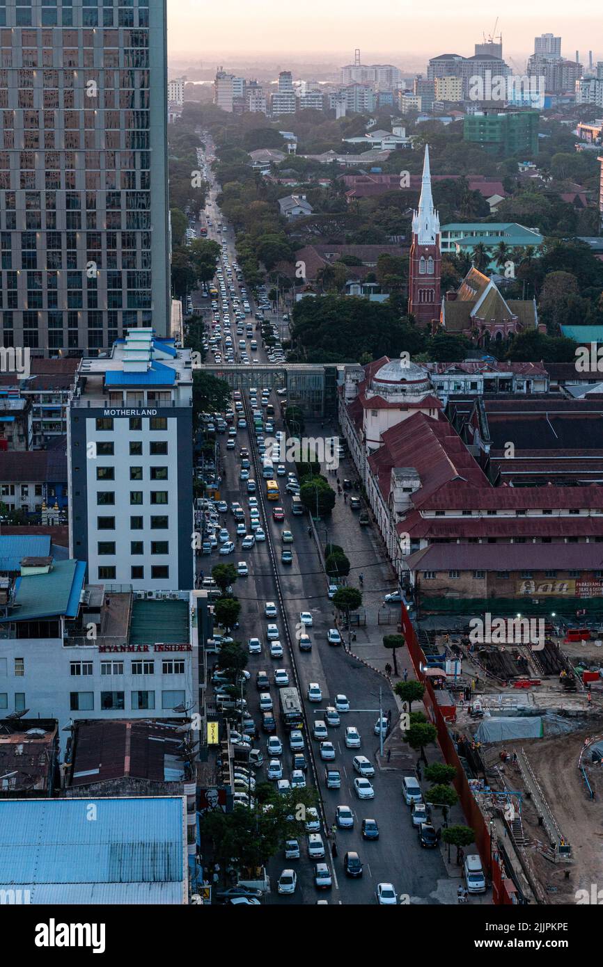 The beautiful views over Yangon city in Myanmar at dusk Stock Photo - Alamy