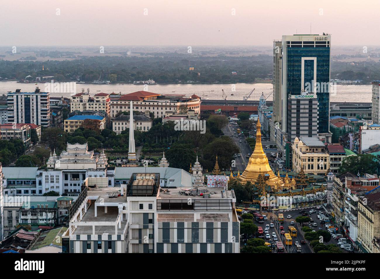 The beautiful views over Yangon city in Myanmar at dusk Stock Photo - Alamy