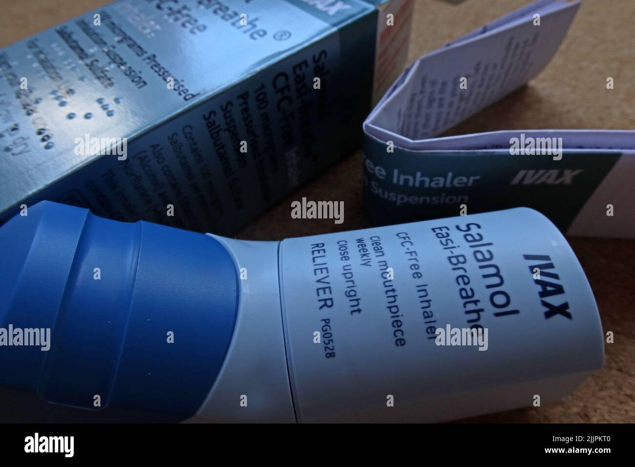 IVOX Salamol blue inhaler, bronchodilator Stock Photo - Alamy