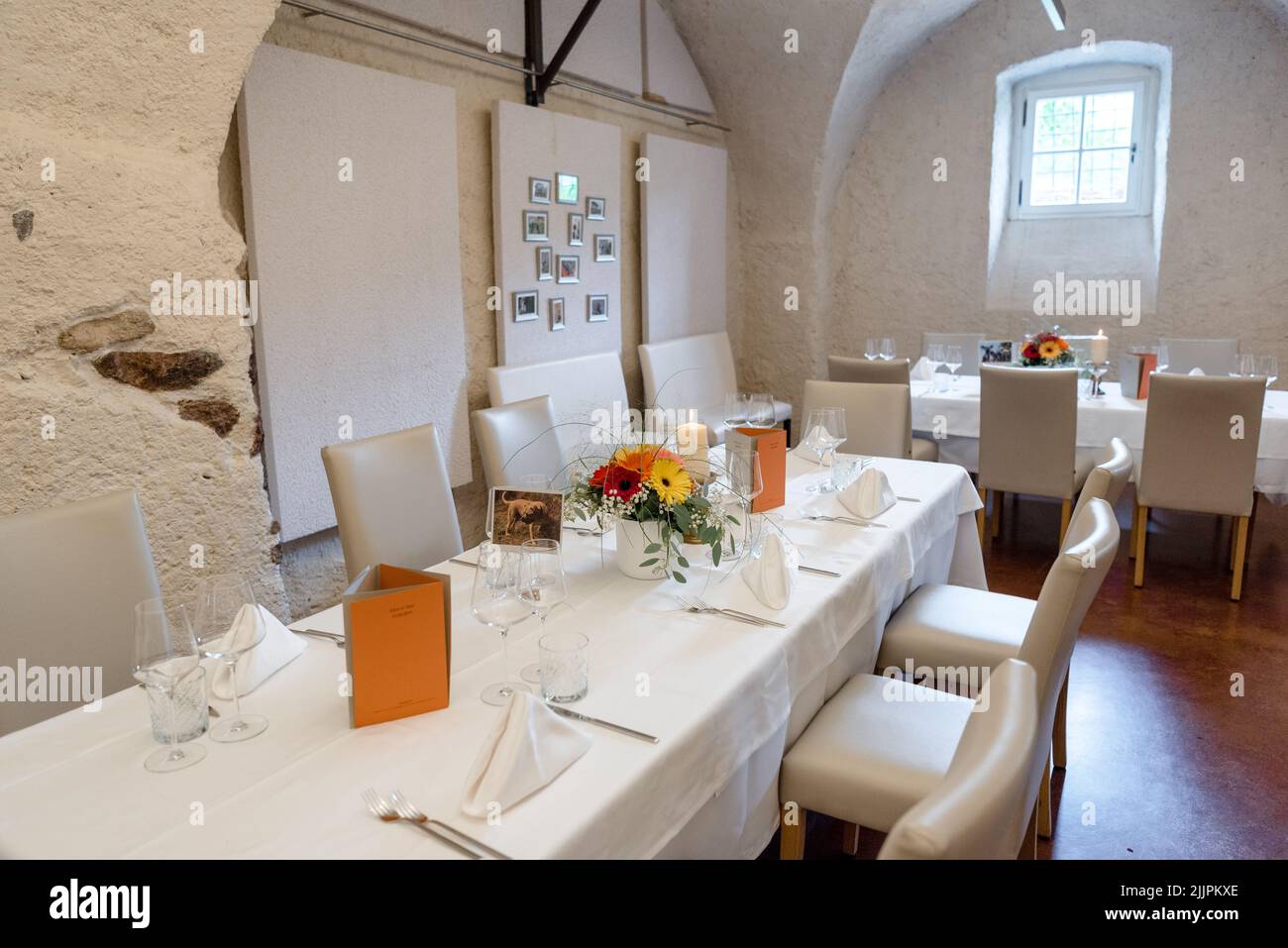 A wedding celebration venue with decorated tables Stock Photo - Alamy