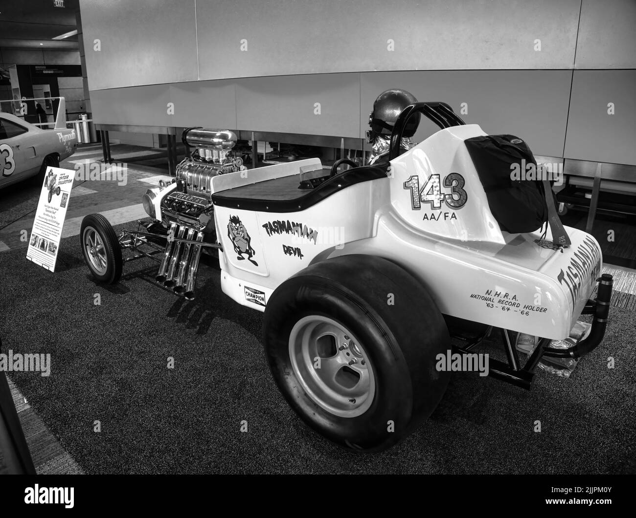 A grayscale shot of the Tasmanian Devil dragster racer Stock Photo - Alamy
