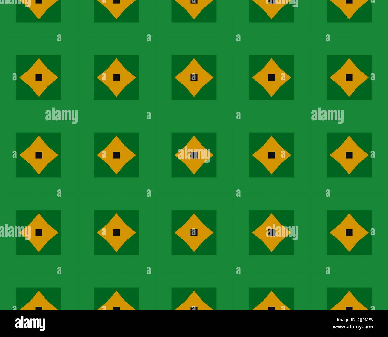 An illustration of a seamless yellow rhombus tile pattern on a green ...