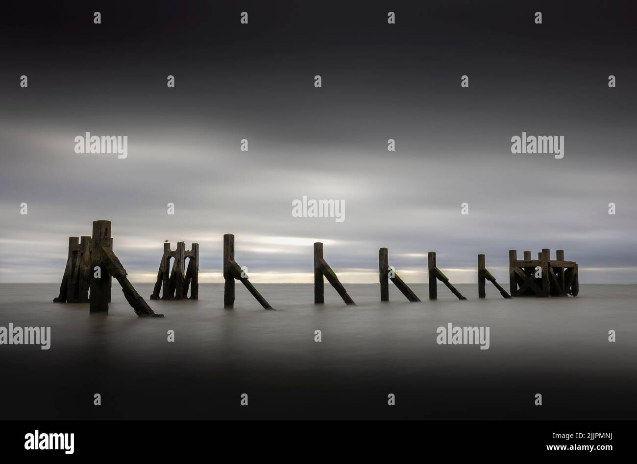 A scenic shot of Gogs Berth in Thames Estuary, Southend-on-Sea, Great ...