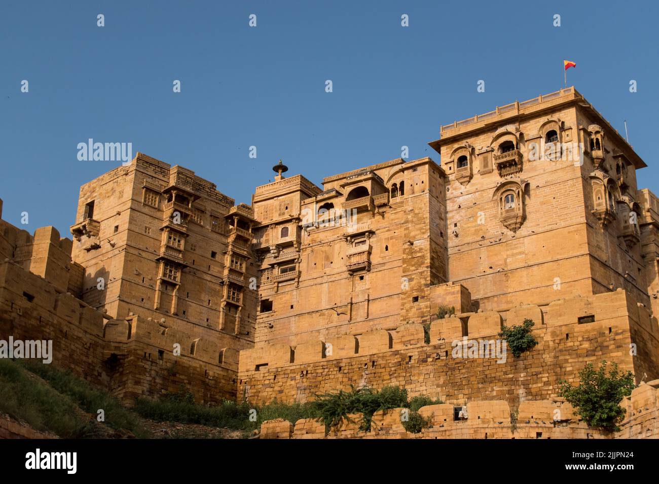 A scenic view of Jaisalmer golden fort. Queen's and King's palace of ...