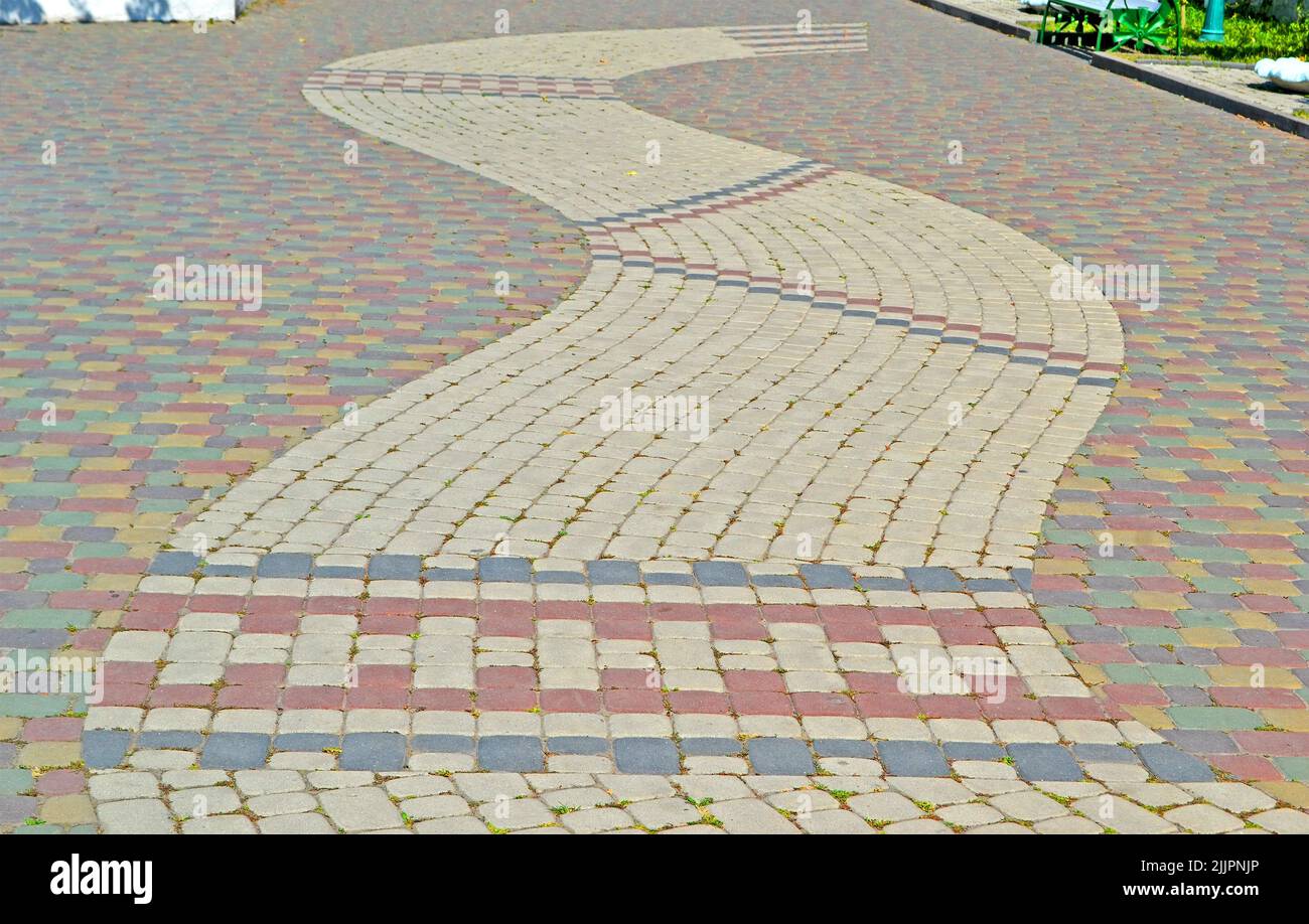 abstract white zigzag path road on the street, modern travel diversity ...