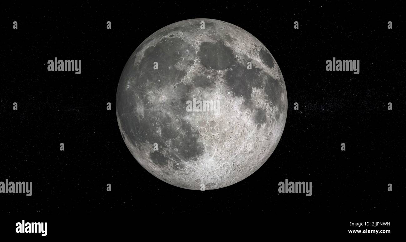 A grayscale shot of the full moon on a dark black background Stock ...