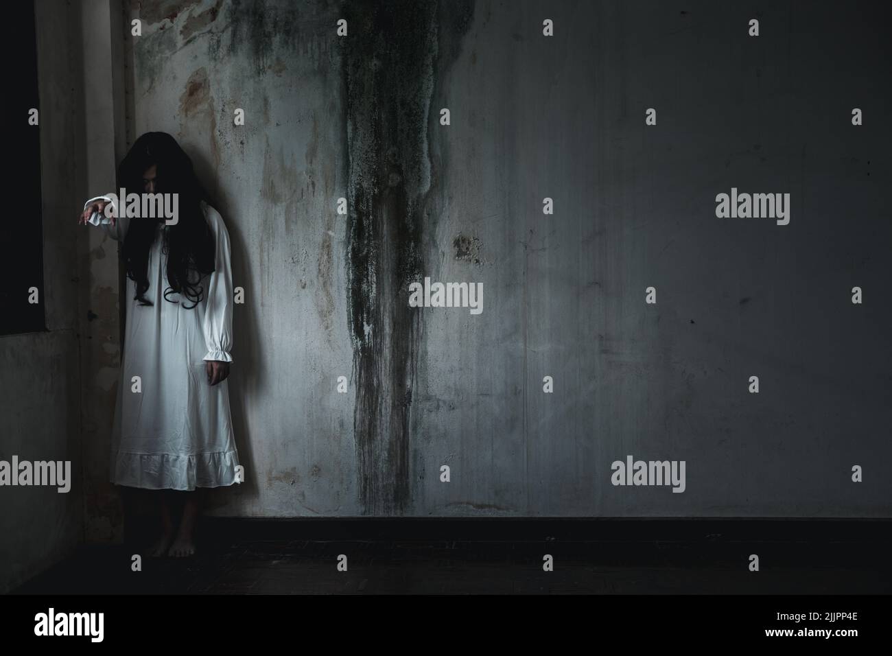 Scary ghost woman. Asian ghost or zombie horror creepy scary have hair ...