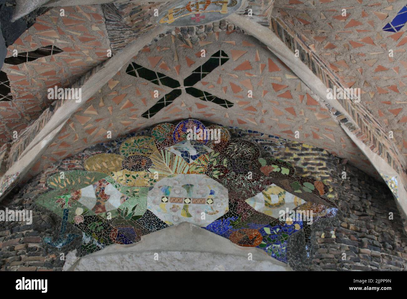 A ceiling of the Gaudi's Crypt in Barcelona, Spain Stock Photo - Alamy