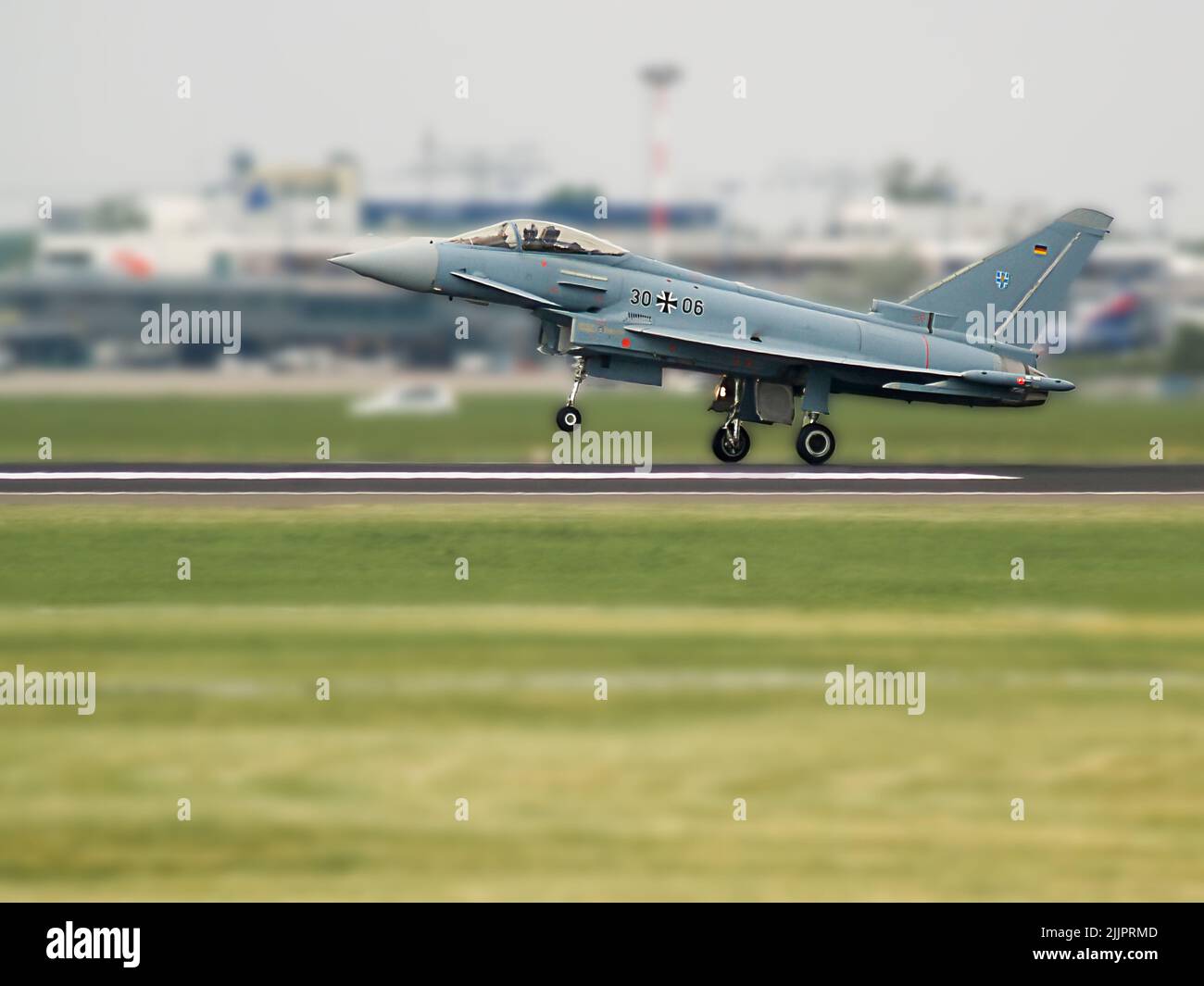 A view of Eurofighter Typhoon at the start of flight in Schoenefeld ...