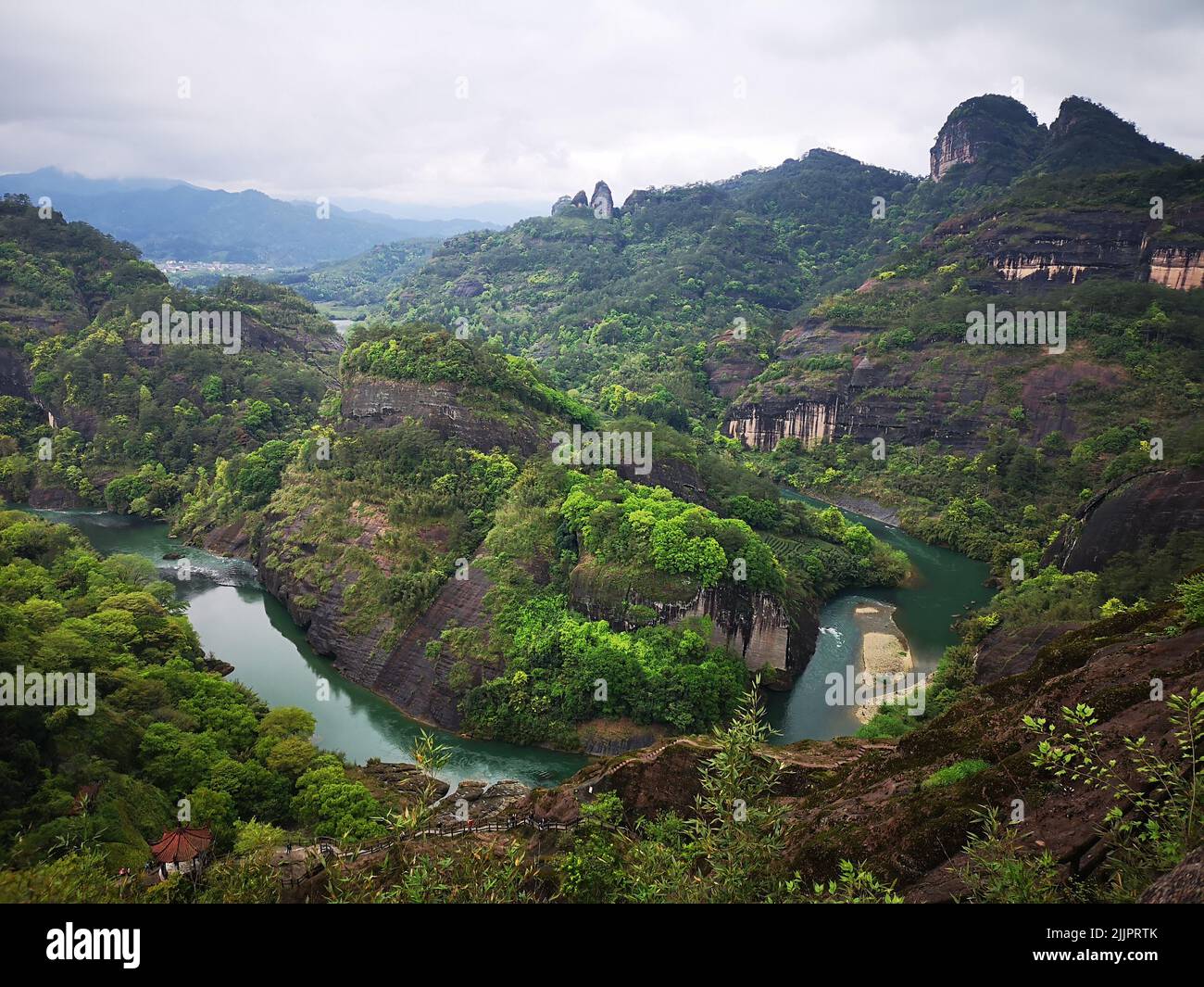 A beautiful nature view of the Wuyi Shanmai Mountain range in China ...