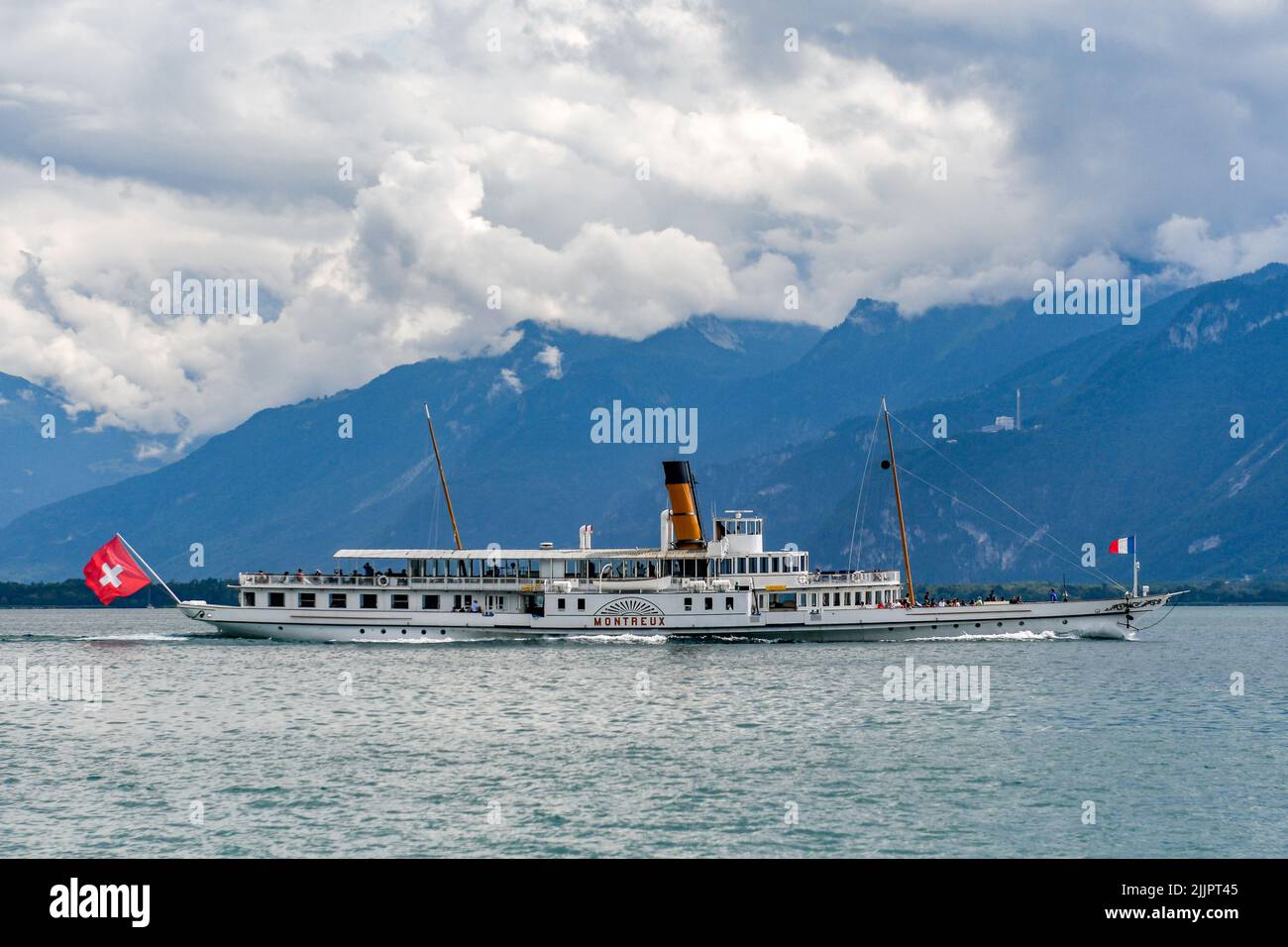 A ferry crossing the Lake Geneva, Switzerland Stock Photo - Alamy