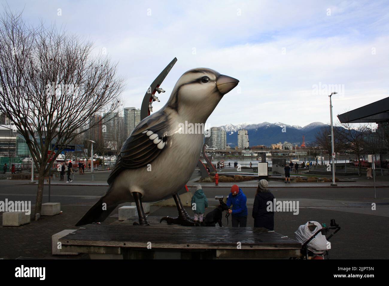 A Sparrow bird sculpture at Olympic Village in Vancouver, British ...