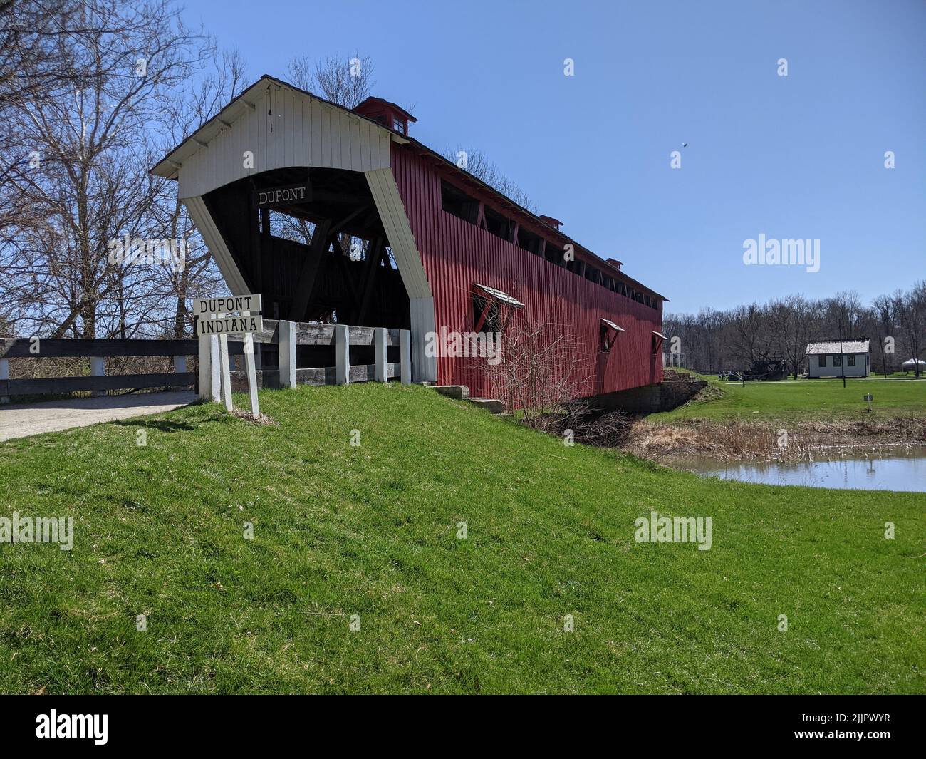a photo of covered bridge at Connor Prairie Indiana Stock Photo - Alamy